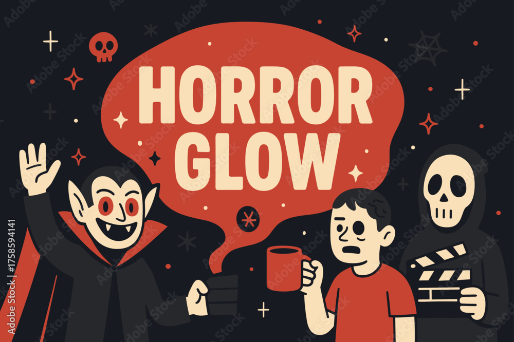 Horror Glow Banner. Horror Glow banner, flat vector illustration, bold ...