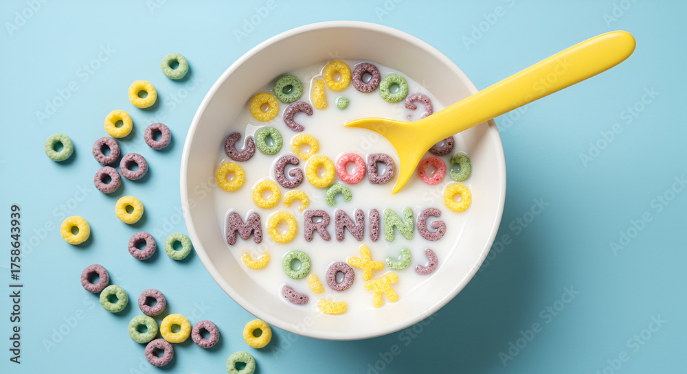 Start your day with vibrant breakfast cereal spelling Good Morning in a ...