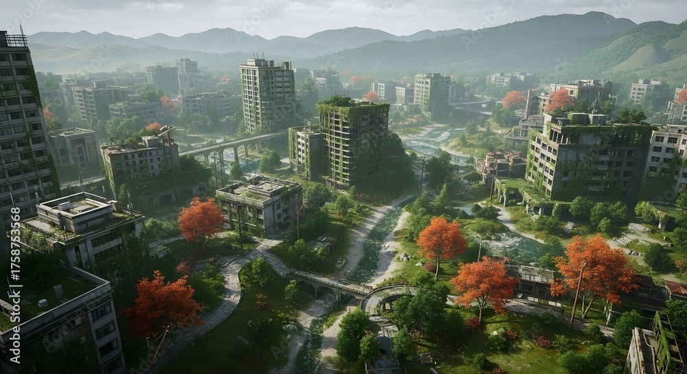 Explore a hauntingly beautiful abandoned city, where nature reclaims ...
