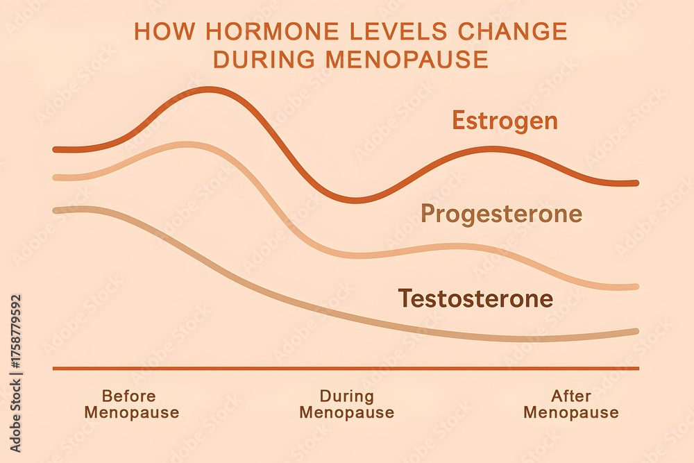 Infographic how hormone levels change during menopause showing estrogen ...