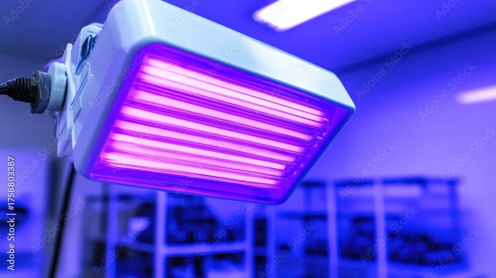 Handheld ultraviolet germicidal irradiation device emitting purple ...