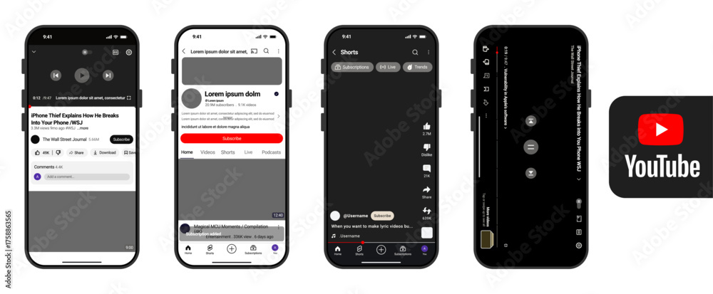YouTube video streaming app interface on smartphone screen . YouTube ...