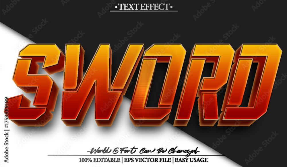 Sword Blade Weapon Knight Warrior Battle Text Effect Editable Alphabet ...