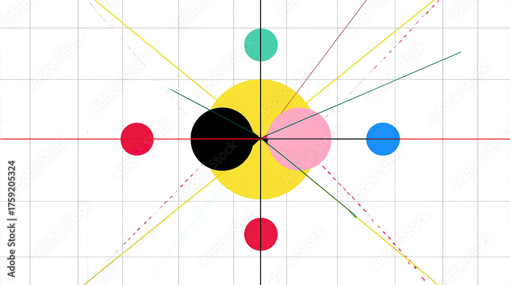 node. A diagram of intersecting lines and geometric shapes on a grid ...