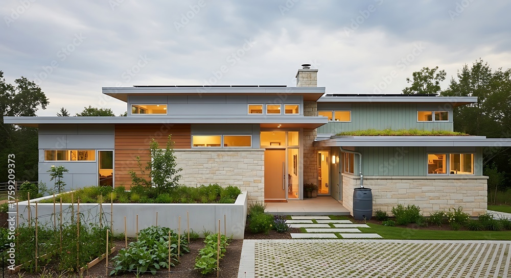 Contemporary home with integrated gardens and sustainable architectural ...