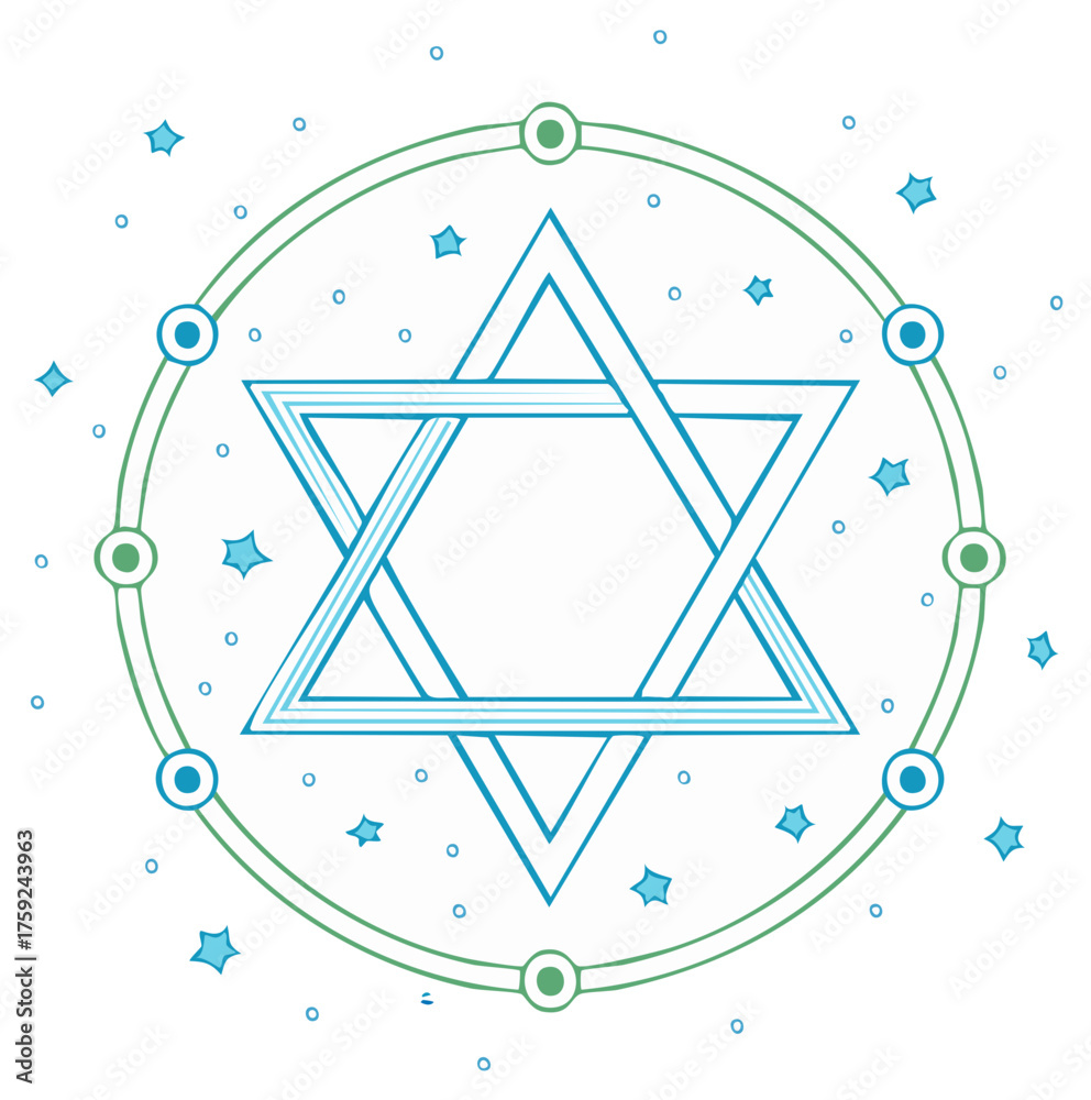 Decorative Jewish Star of David symbol in a circle with stars Stock ...