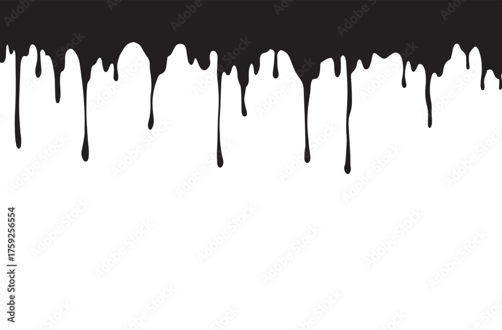 Thick black paint or ink dripping down from the top edge against a ...