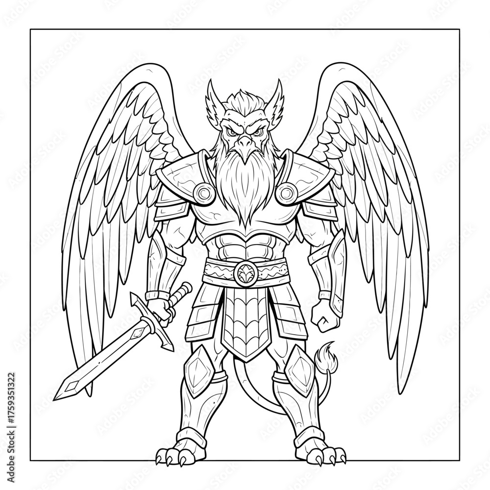 Griffin Regal Protector Coloring Page for Kids Greek Mythology Winged ...