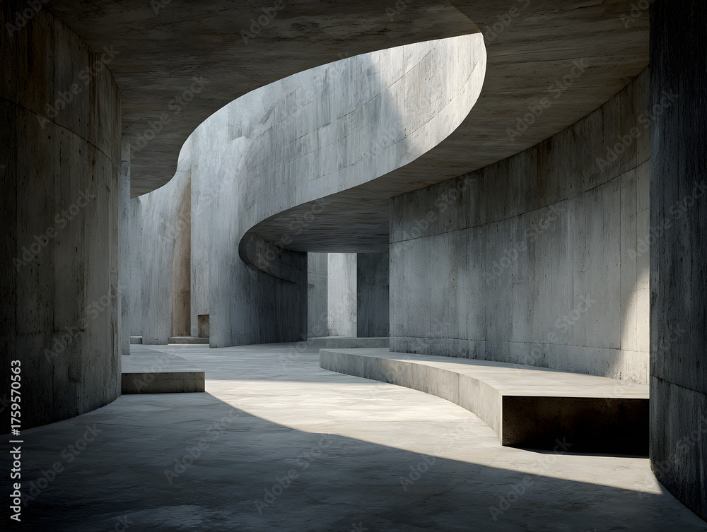 Architecture details Cement wall curve concrete columns Geometric form ...