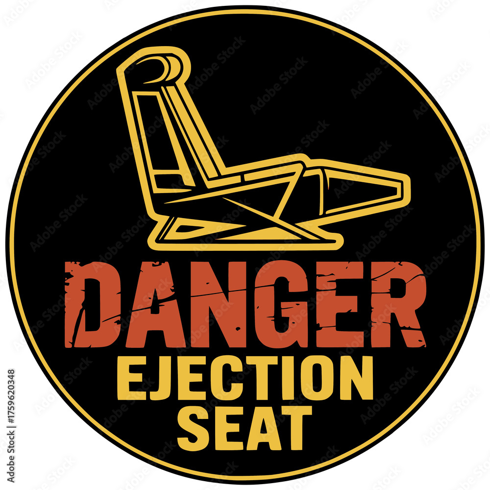 Bold danger ejection seat warning graphic, perfect for aviation themes ...
