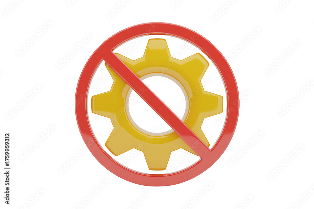 Gear symbol prohibited, no access, no entry, no work, stop the process ...