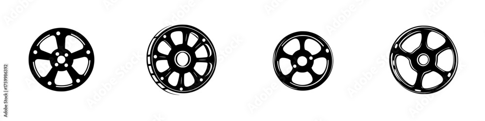 Variety of car wheels displayed in a minimalistic design with different ...