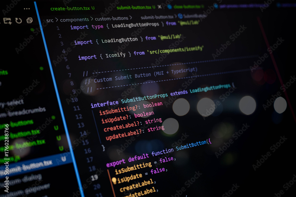 High-resolution close-up of a TypeScript file in VS Code showing UI ...