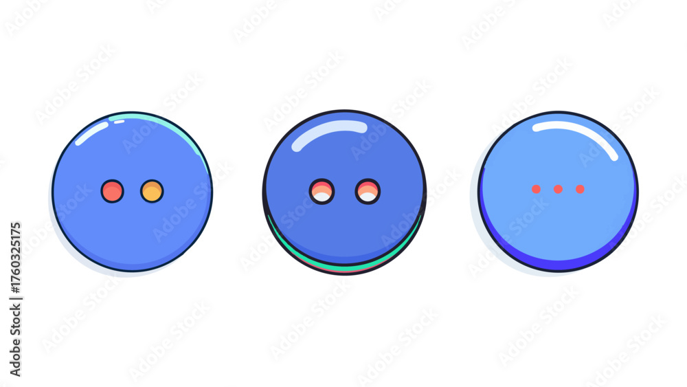 Colorful Cartoon Three Dots Menu Icon Set for Interface Design Stock ...