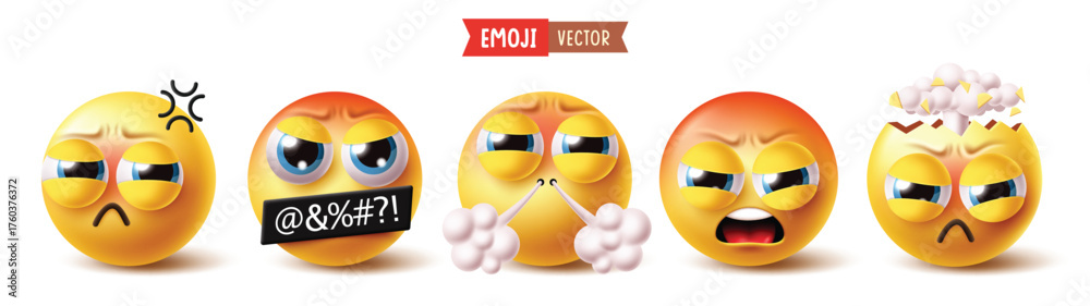Emoji stress emoticon character clipart set. Yellow emoticon emojis ...