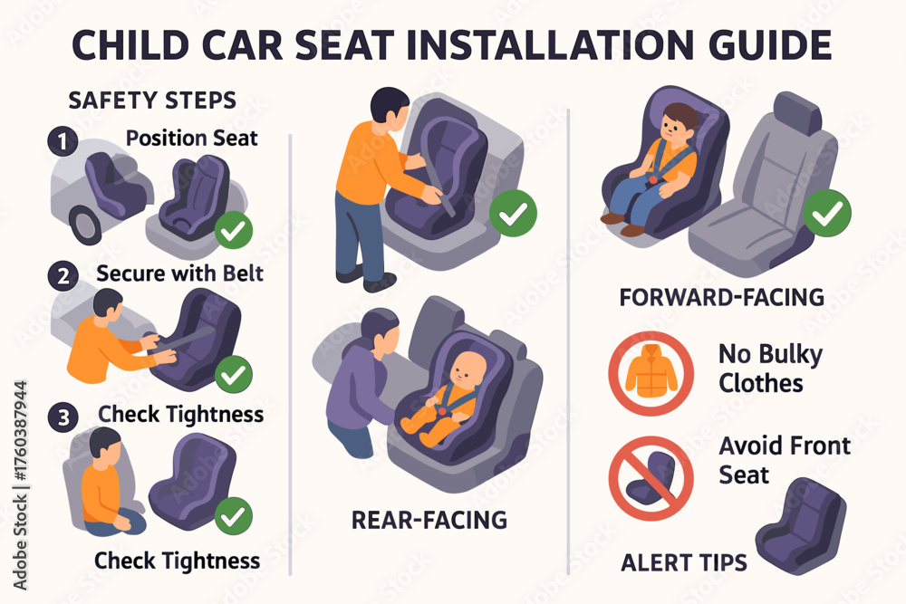 Child car seat installation guide: safety steps for proper rear-facing ...