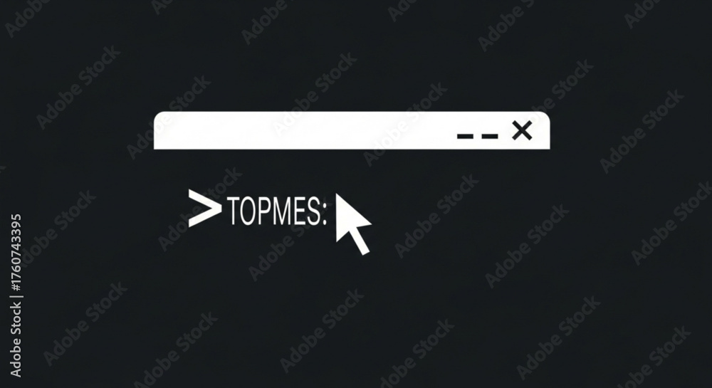 Command prompt interface with a cursor and the word topmes ...
