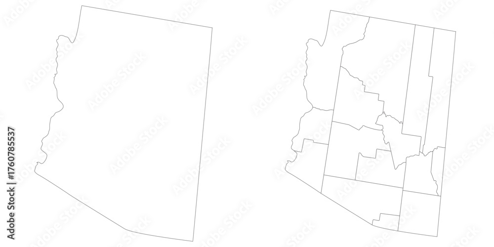 Arizona state counties map set. Map of the US state of Arizona with ...