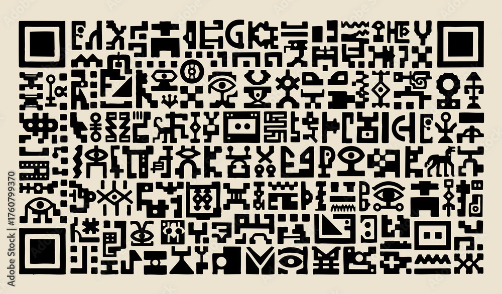 Стокова ілюстрація Non-existent ancient alphabet in the form of a ...
