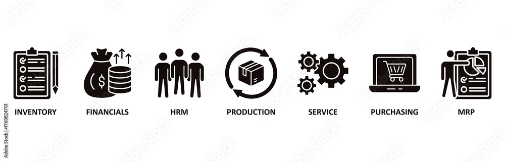 ERP icon set vector illustration for enterprise resource planning with ...