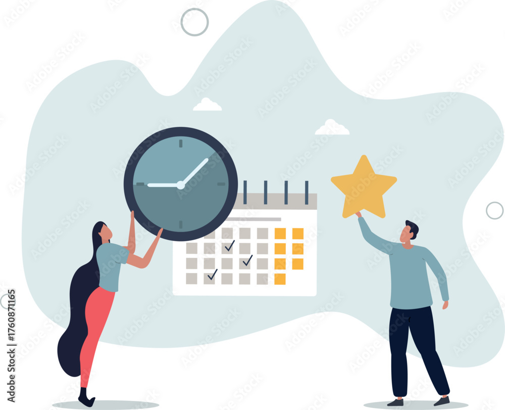 Vektor Time management.Cartoon tiny people schedule business tasks of ...