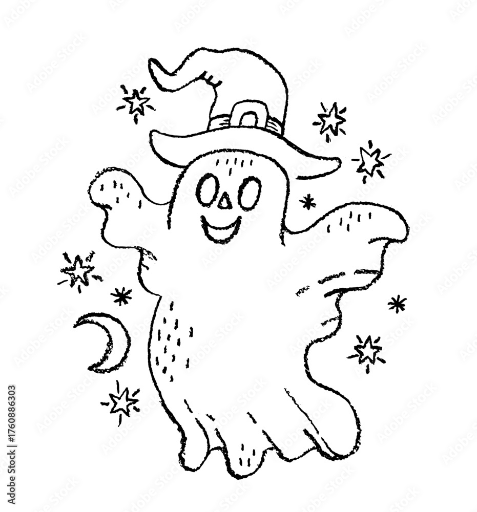 Cute ghost. Halloween vector doodle icon. Cure ghost illustration ...