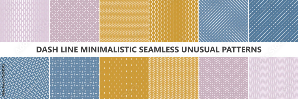 Collection of colorful dash geometric seamless patterns. Repeatable ...