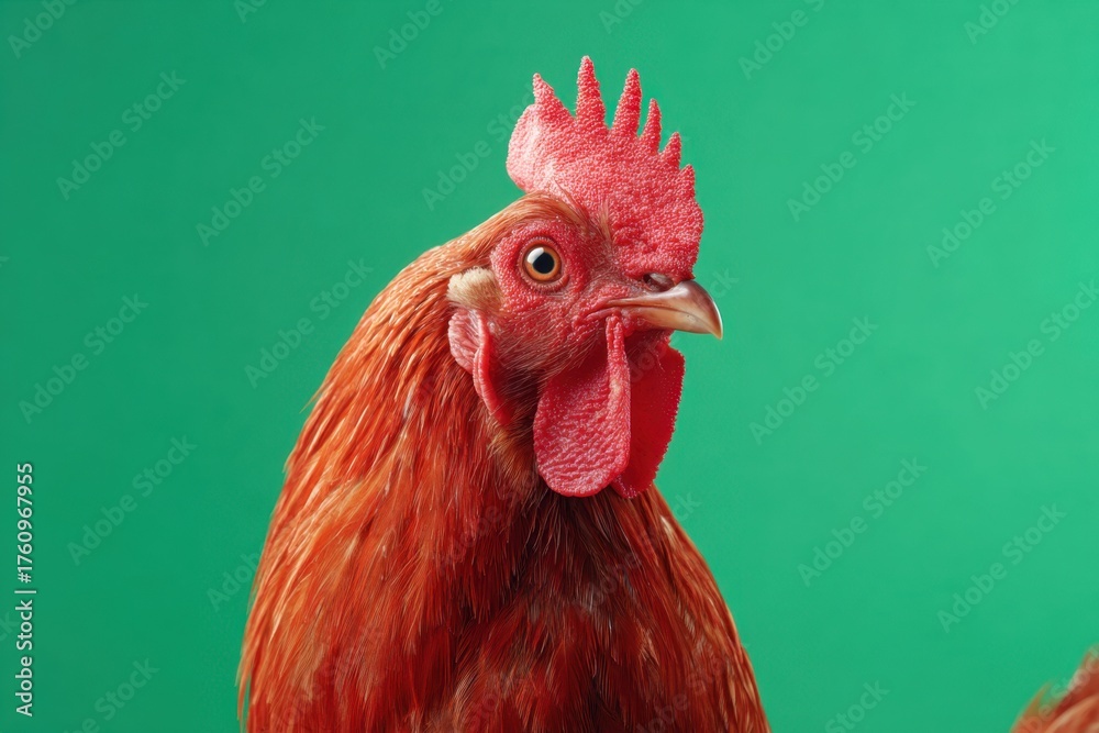 Brown hen walking isolated on a green screen. Perfect for animal, farm ...