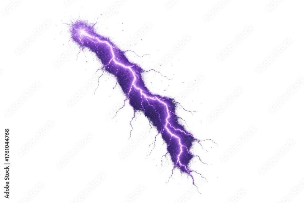Purple lightning bolt showing electric discharge, plasma energy, and ...