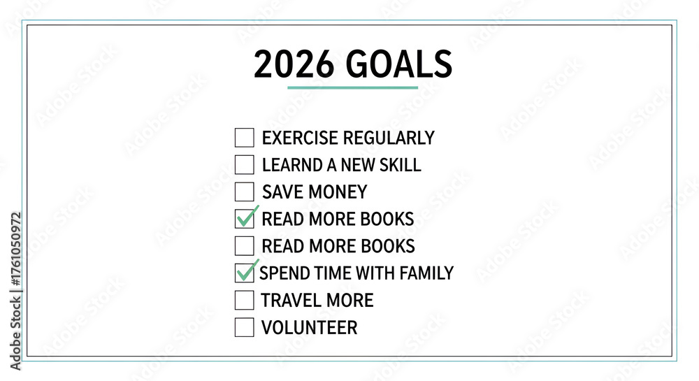 Personal Goals for 2026, New Year Resolution Checklist Stock Photo ...
