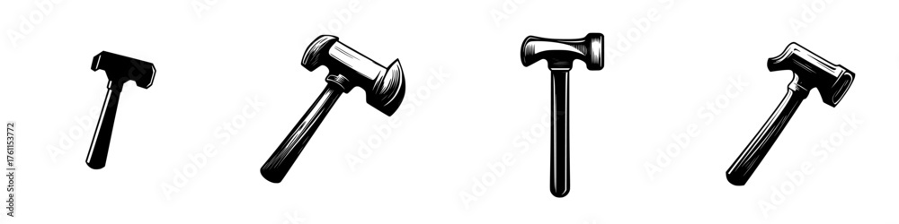 Different styles of hammers displayed in a clear layout for ...