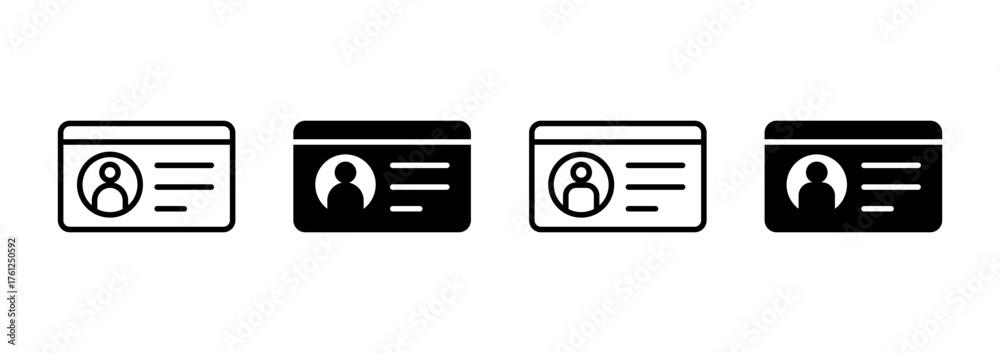 License icon vector. ID card icon. driver license, staff identification ...
