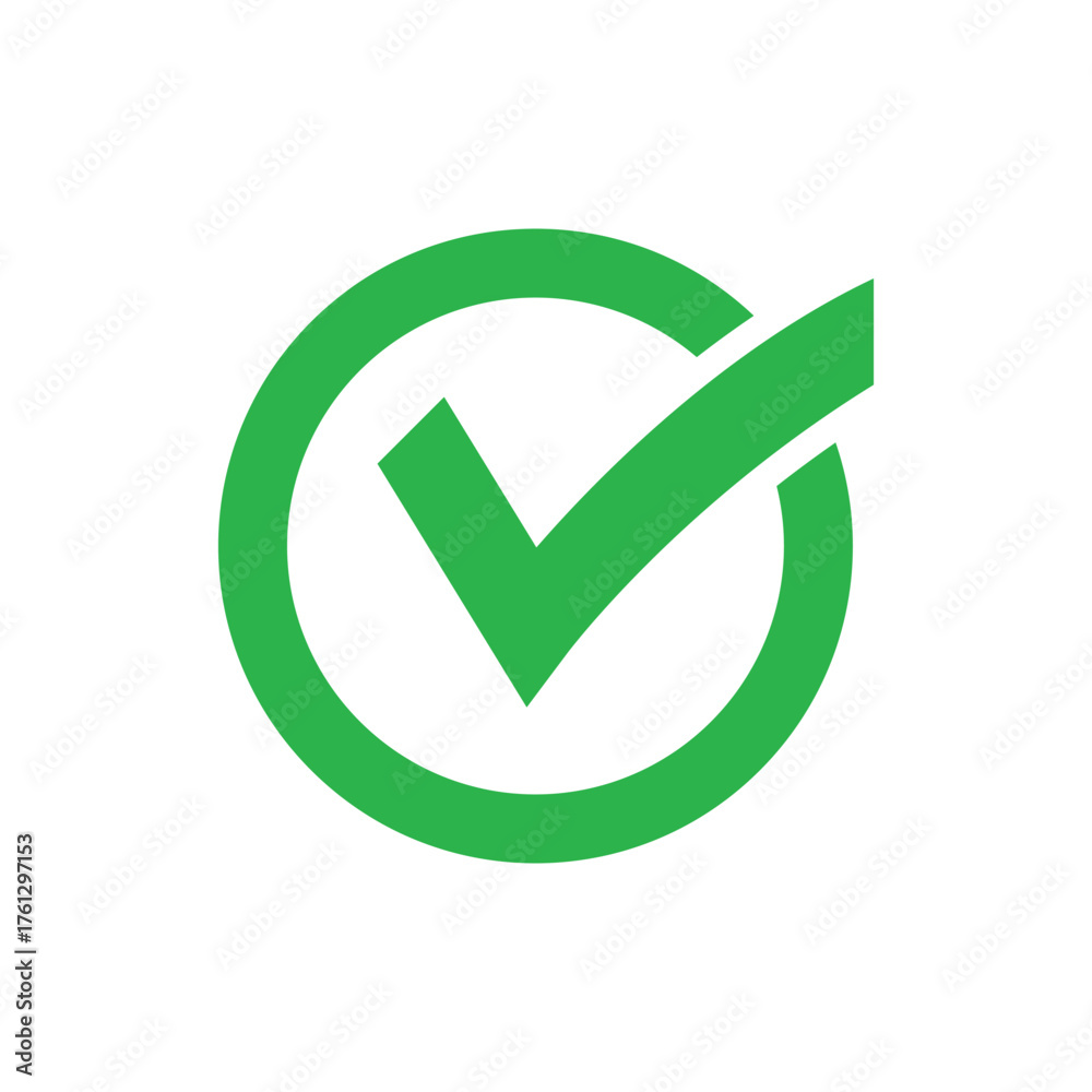 Green Check Mark in Circle Icon for Verified, Completed Task, Success ...