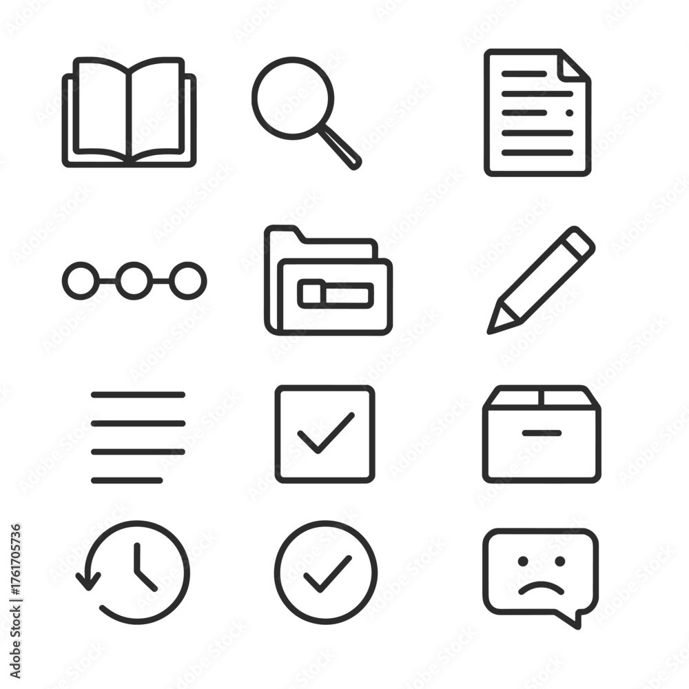 Knowledge Base Icons. Outline icon set of knowledge base and SOPs: wiki ...