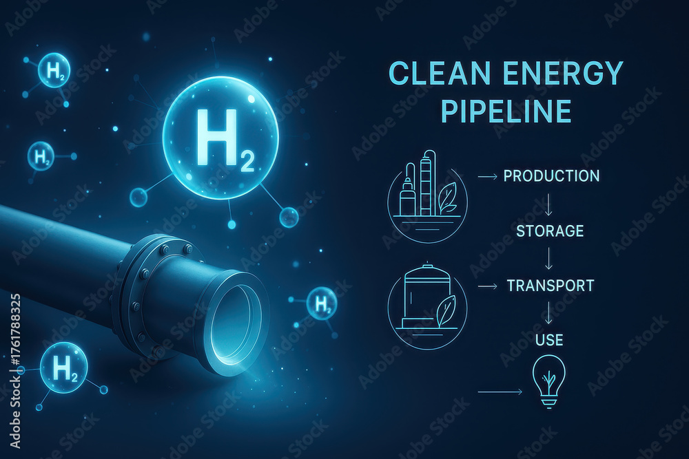 Clean hydrogen energy pipeline concept with production storage ...