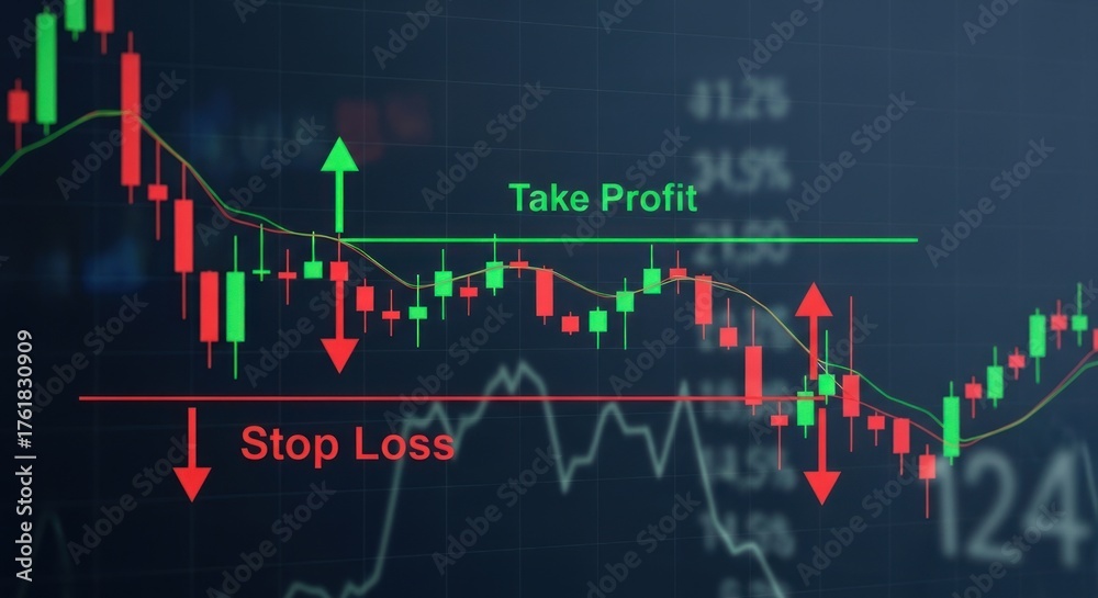 Illustration Stock Stock market chart with take profit and stop loss ...