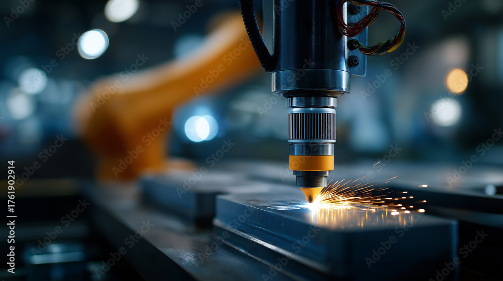 Robotic laser marking system engraving serial numbers on battery ...
