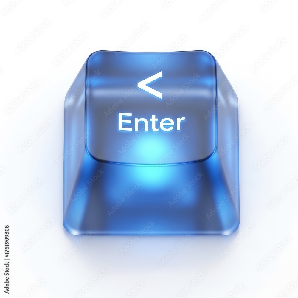 Blue translucent enter key with white text and arrow symbol icon 2025 ...