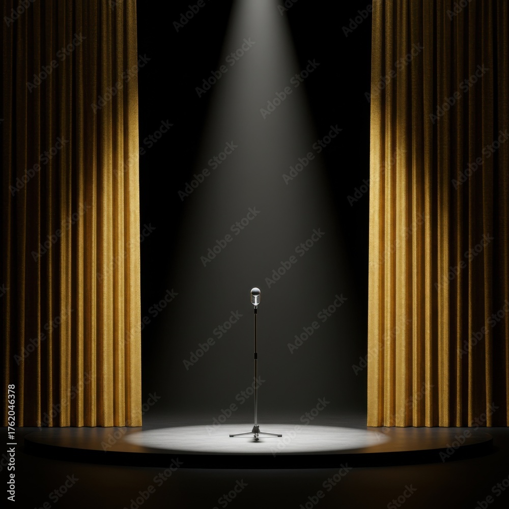 Nobel prize ceremony stage setup with spotlight and microphone for ...