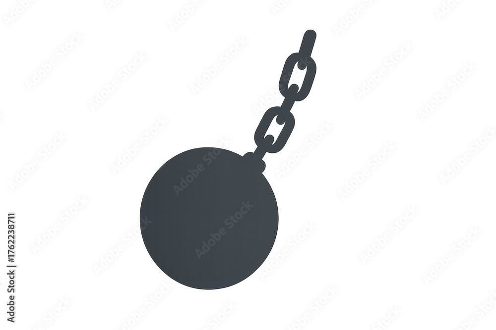Ball and chain representing burden, debt, freedom restriction, slavery ...