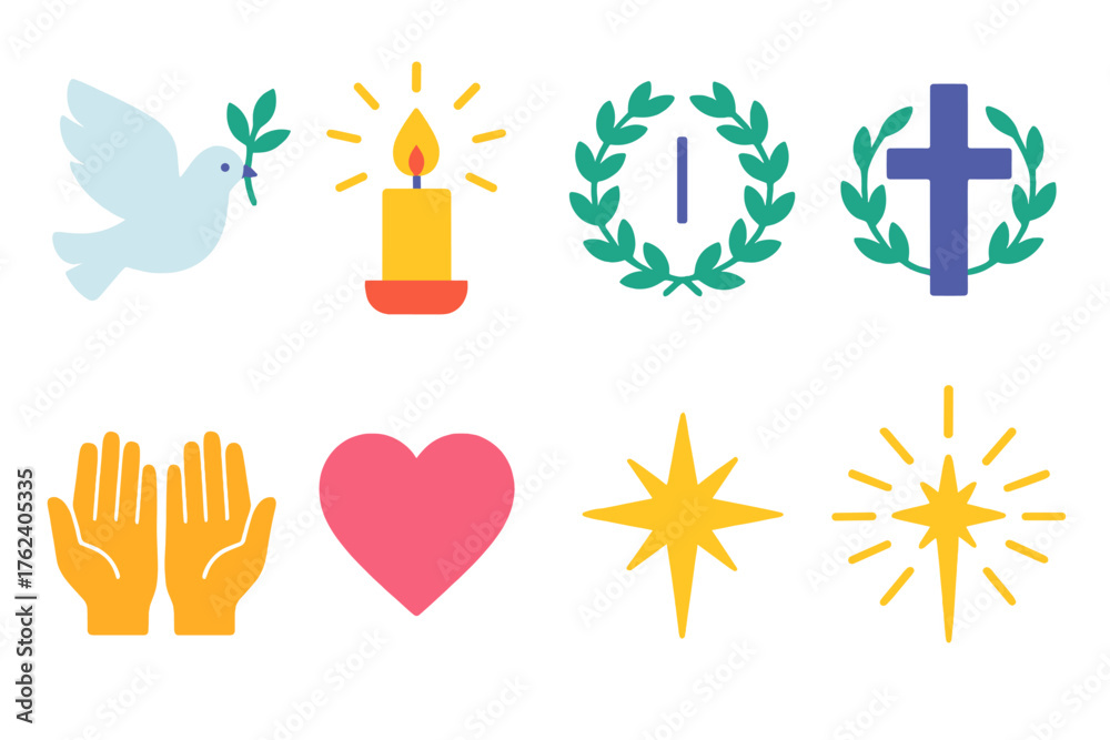 Image vectorielle Stock Advent Hope and Peace flat icons: dove with ...
