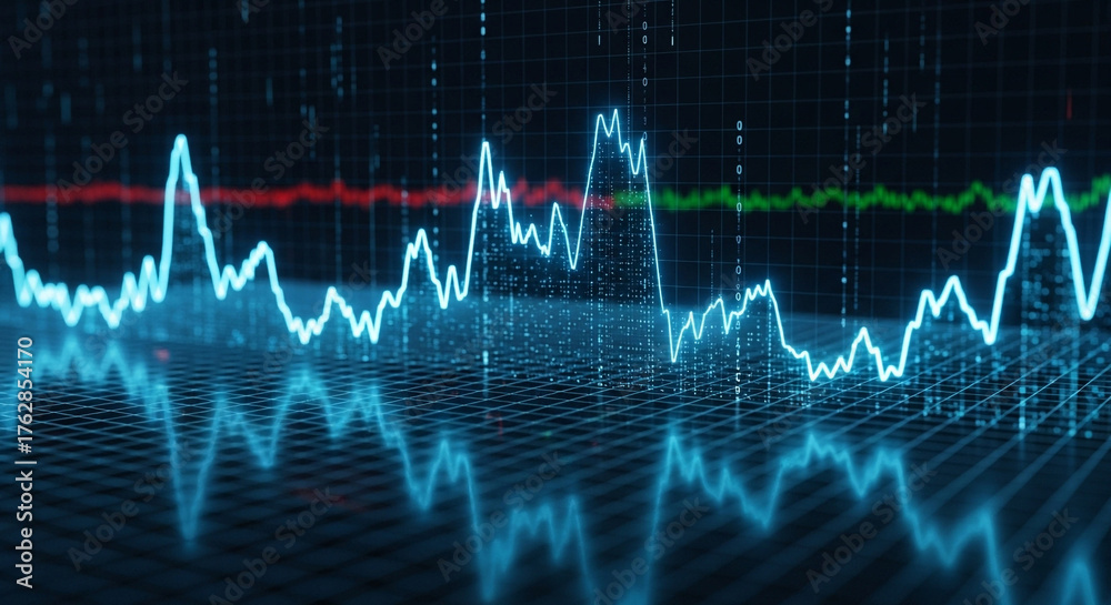 Fluctuating stock market chart showing price changes with a blue line ...