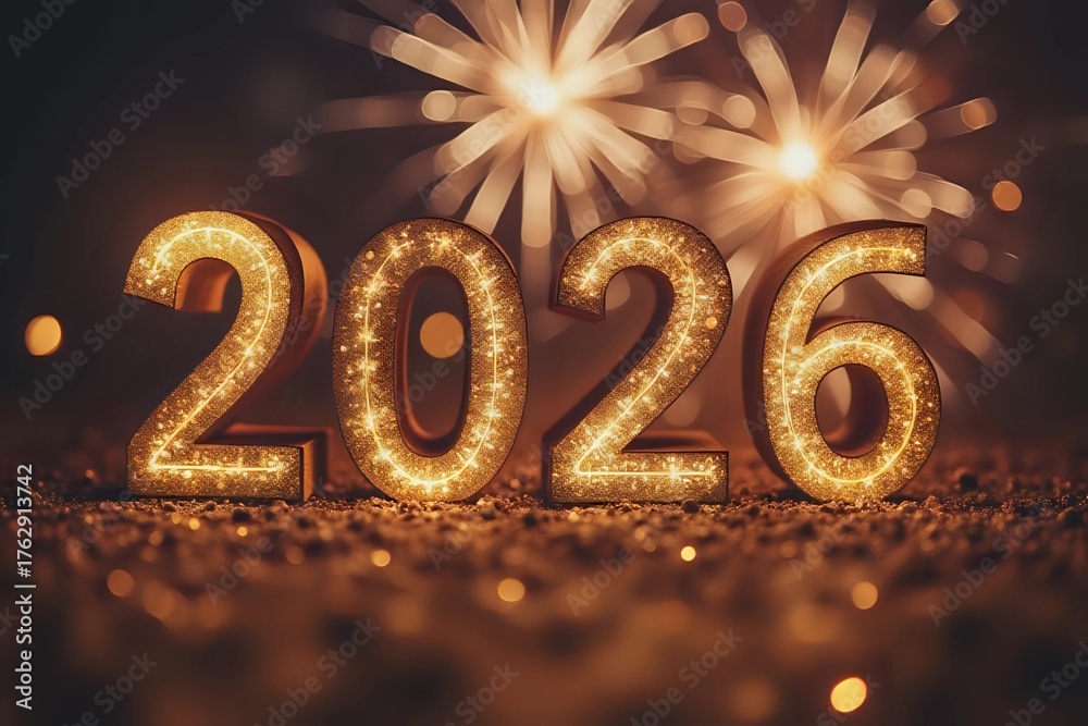 Foto de Stock 2026 New Year Celebration - Wooden Number Blocks 2026 And ...