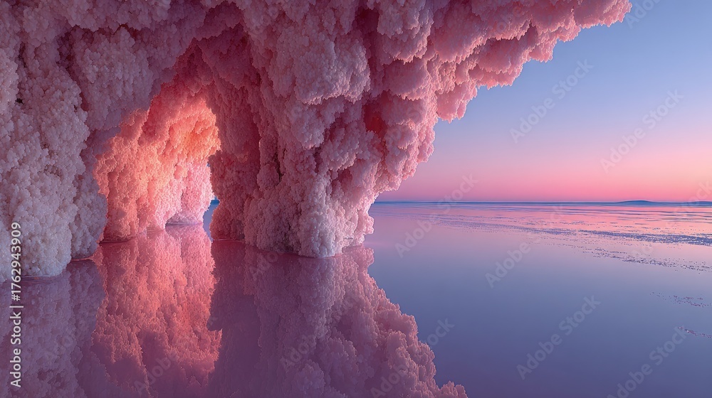 Pink Salt Cave Reflection At Sunset Stock Photo | Adobe Stock