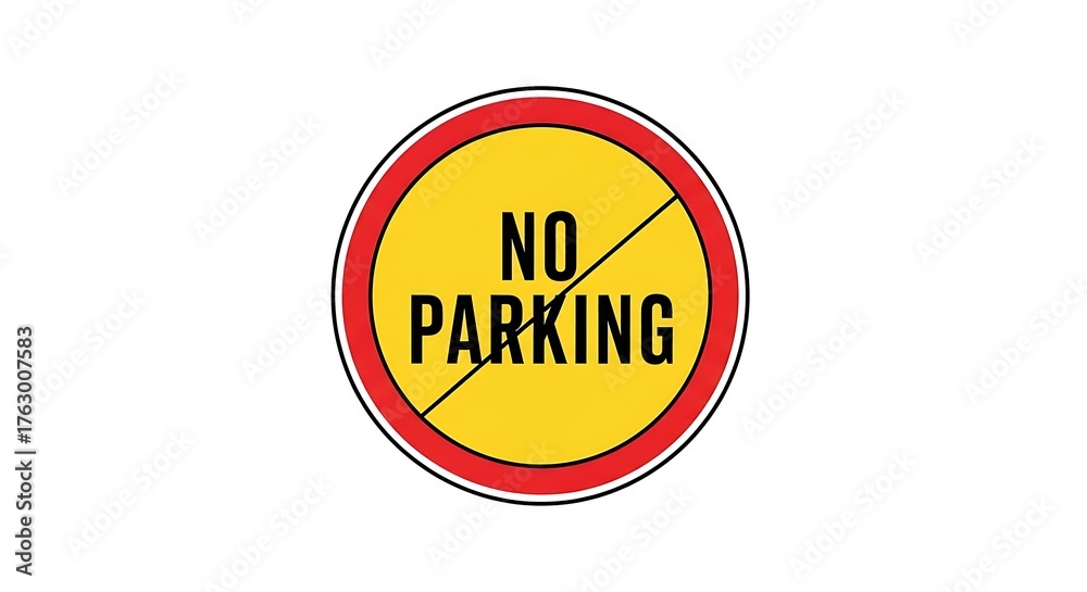 Clear warning symbol indicating no parking zone, essential for traffic ...