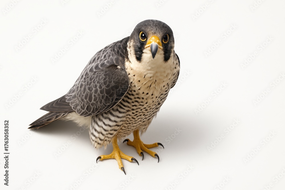 Top down dorsal view of falcon standing with tail slightly fanned and ...