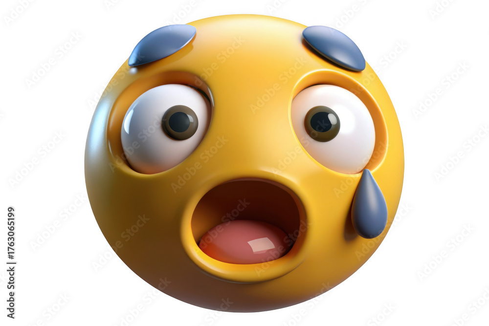 Shocked emoji png, frightened emoticon, scared face, anxious, worried, fearful expression, 3d ...