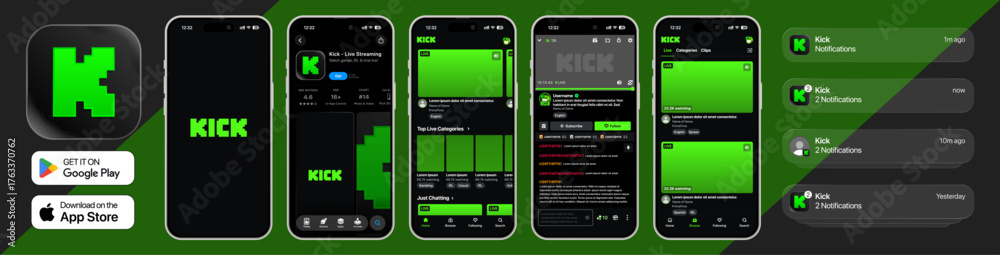 Kick Live Streaming Template UI App 2025 update with iOS 26 liquid ...