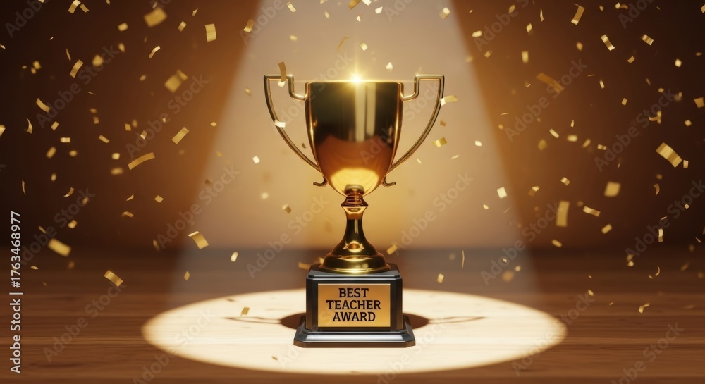 Honoring educators with a best teacher award shining brightly as golden ...