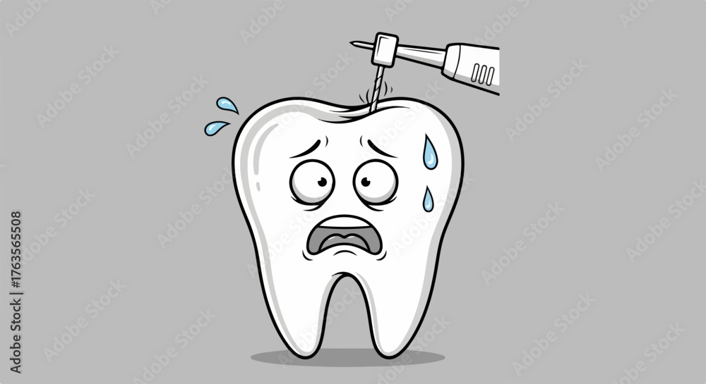 Scared tooth illustration for dental care awareness with fearful tooth ...